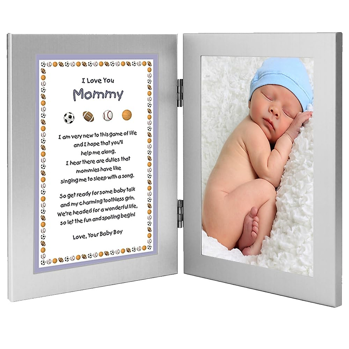 New Mom Gift from Son, Mommy Poem From Baby Boy for Birthday or Mother's Day, Add 4x6 Inch Photo to Double Frame