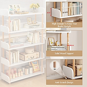 OSCHF 3-Tier Wooden Open Bookcase - Modern Display Bookshelf with Top Edge and Solid Wood Frame for Home and Office, Storage Cabinet, Warm White