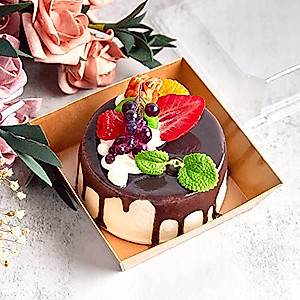 Kucoele 50 Pack Paper Charcuterie Boxes with Clear Lids, 4 Inches Brown Cookie Boxes Dessert Boxes Disposable To Go Food Containers for Sandwich, Cake Slice, Cupcake, Chocolate Covered Strawberry