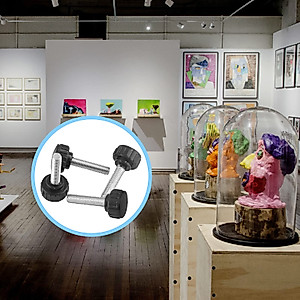 Bokwin 4Pcs M6x25mm Male Thread Knurled Clamping Knobs Thumb Screw on Type Black Round Head Quick Removal Fastener Clamping Knobs