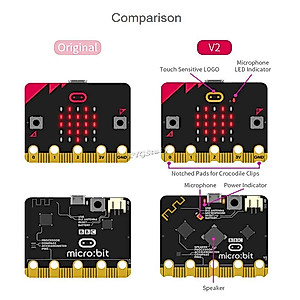 for Micro:bit V2 Go Kit Pocket-Sized BBC Built-in Speaker and Microphone Upgraded Processor ARM Cortex-M4 2.4G Radio/BLE Bluetooth 5.0 Touch Sensitive Logo @XYGStudy