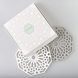 Mintrico Silicone Trivet Mat Pad for Hot Dishes Set of Two (White & Grey Octagon)…