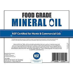 Premium 100% Pure Food Grade Mineral Oil USP, 1 Quart (32 Ounces), Butcher Block and Cutting Board Oil