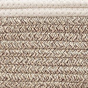 LA JOLIE MUSE Rope Storage Baskets for Organizing, Small Cotton Woven Basket for Bathroom Shelve Nursery, Decorative Basket Organizer Bins Set of 3, White & Desert