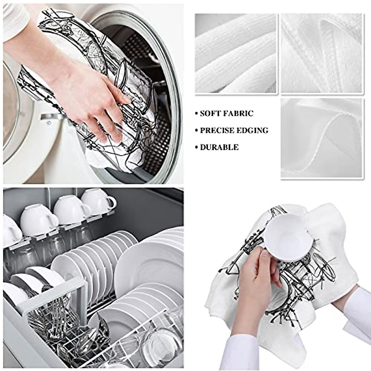Big buy store Drummer Musical Rock Music Kitchen Dish Towels, Soft Lightweight Microfiber Absorbent Hand Towel Tea Towel for Kitchen Bathroom 18x28in