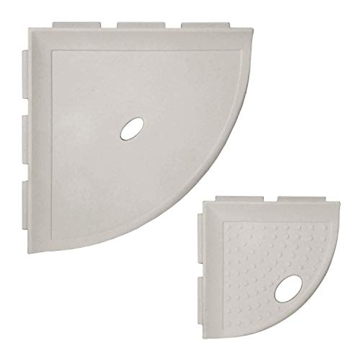 Questech Décor 8 Inch Corner Shower Shelf and 5 Inch Shower Caddy Foot Rest, Metro Lugged Back for New Construction, Mounted Bathroom Shower Organizer, Gray Matte