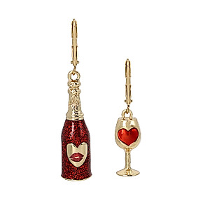 Betsey Wine Mismatched Earrings