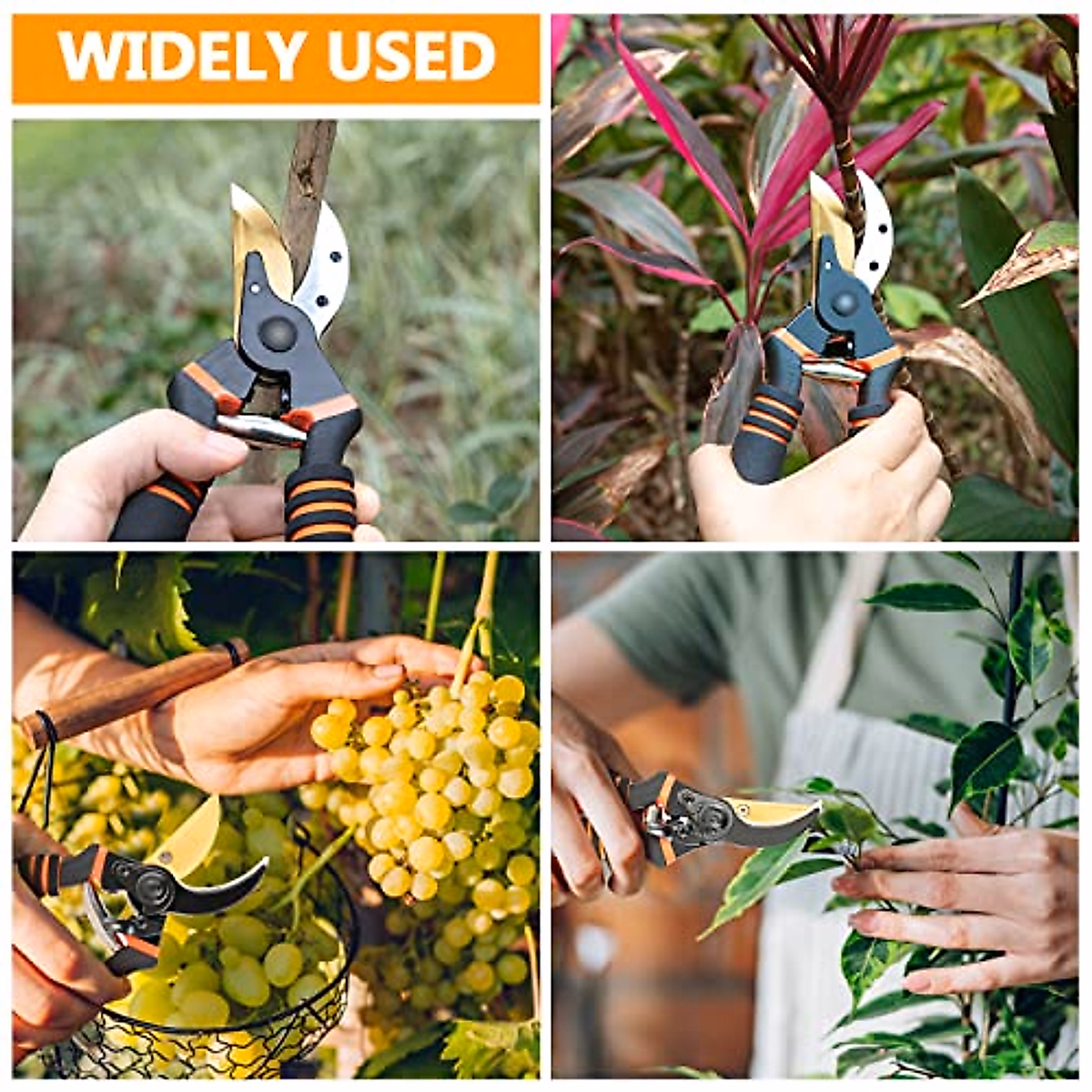 Pruning Shears, Garden Shears - Hewog 8.5" Professional Premium SK5 Steel with Titanium Bypass ...