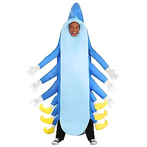 Fun Costumes Caterpillar Costume for Adults, Bug Costume, Blue Jumpsuit, Insect Outfit Dress-Up for Halloween Small