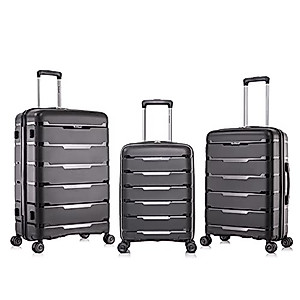 Rockland Pasadena Hardside Spinner Wheel Luggage, Black, 19", 23", 27"