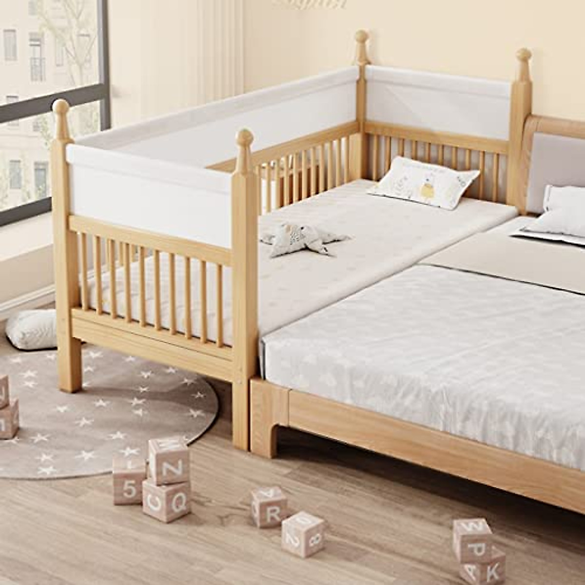 Wooden Bed, Solid Wood Bed Frame Wood Slat Support Widened Splicing Bed, Bed Sleeper for Adults, Kids, Teenagers (Size : 150x80x40cm)