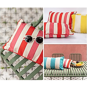 ABOUND LIFESTYLE Insert Included Outdoor Pillows Waterproof, Striped Outdoor Lumbar Pillow Set of 2, All-Season Cushions for Patio Furniture, Patio Furniture Pillows, Outdoor Throw Pillows (12”x20”)