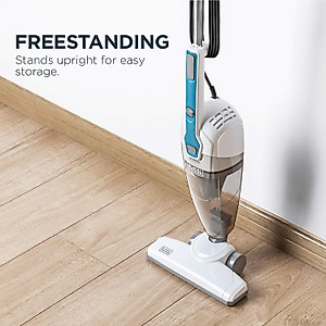 Black & Decker BDST1609 3-in-1 Corded Lightweight Handheld Cleaner & Stick Vacuum Cleaner, White with Aqua Blue
