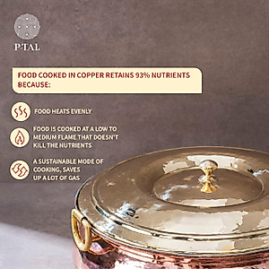 P-TAL Copper Hammered Lagaan | Cookware and Serveware | Pure Copper for Ayurvedic Health Benefits