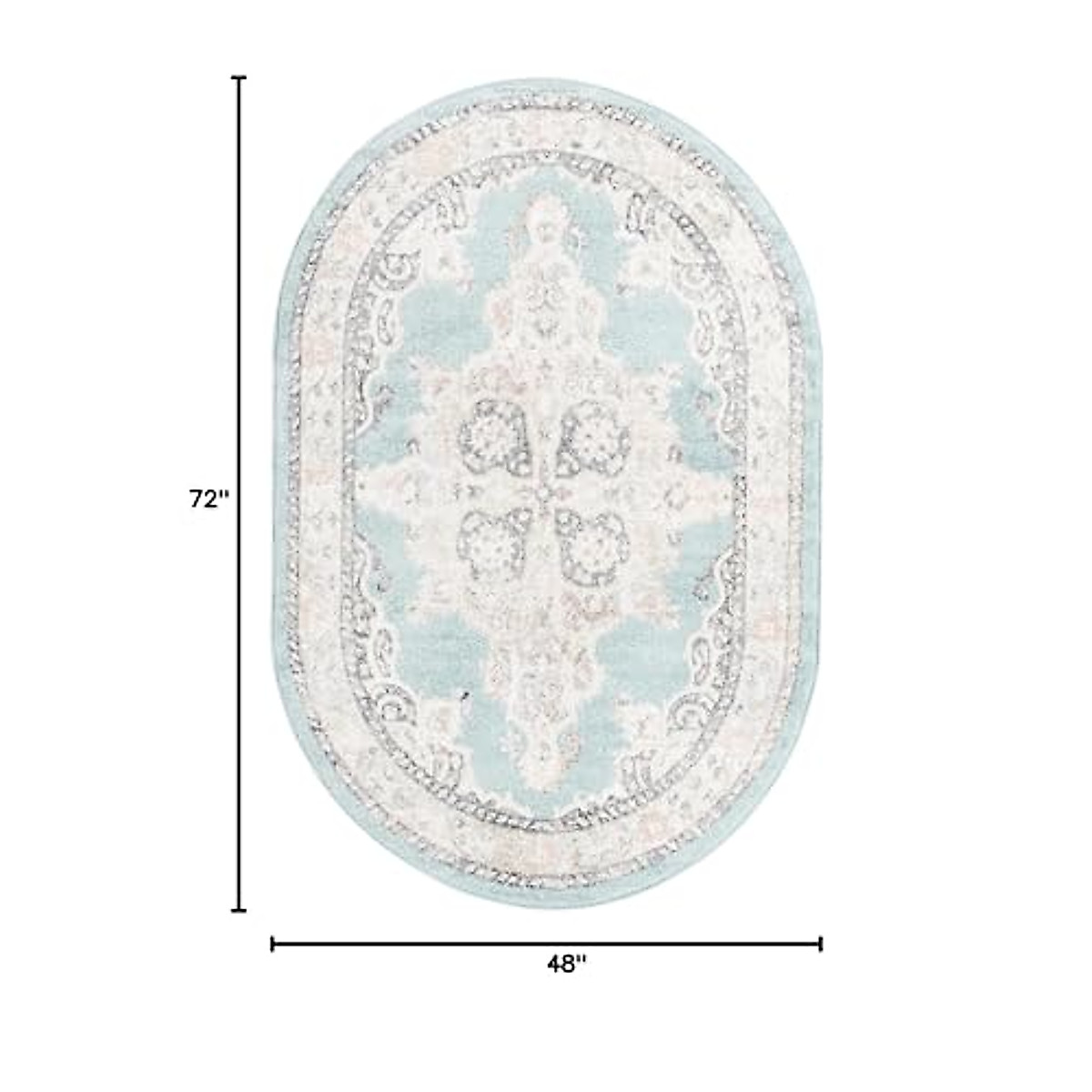 Unique Loom Parker Collection Area Rug - Merakli (4' x 6' Oval, Aqua/ Beige)