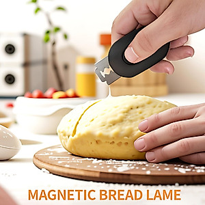 2 Pack Magnetic Bread Lam Dough Scoring Tool, Bread Lame Slashing Tool with 20 Razor Blades, Professional Bread Lame for Dough Scoring Knife, Sourdough Bread Baking&Bread Making Tools (Black, Red)
