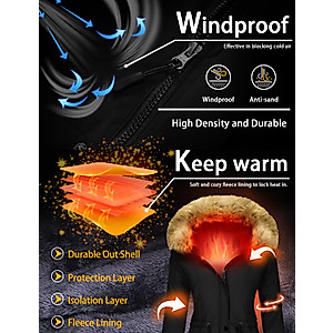 YXP Women's Winter Thicken Military Parka Jacket Warm Fleece Cotton Coat with Fur Hood (Black,M)