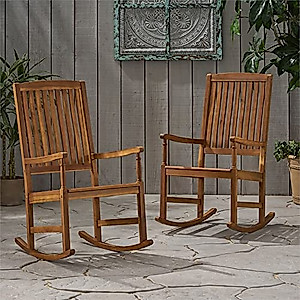 Afuera Living Outdoor Acacia Wood Rocking Chairs (Set of 2) Teak