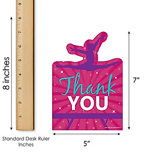 Big Dot of Happiness Tumble, Flip and Twirl - Gymnastics - Shaped Thank You Cards - Birthday Party or Gymnast Party Thank You Note Cards with Envelopes - Set of 12