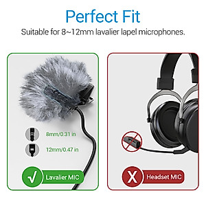 Cubilux Wind Muff (Dead cat) for Lavalier Lapel Microphone, Outdoor Furry Windscreen, Windshield, Windjammer for Mini MIC, 6-Pack