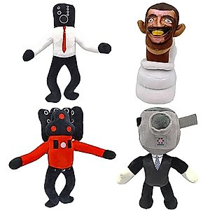 ZIRESVELA Skibidi Toilet Plush, 11inch Speakerman Bosses Plushies Toys Toy Stuffed Animal Plushie Doll Stuffed Plushie Doll Toys Collectible Gifts for Kids Fans Aldults Birthday (4 PCS)