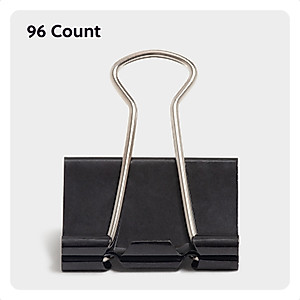 U Brands Binder Clips, Medium 1-1/4-Inch Width, 1/2-Inch Paper Holding Capacity, Black and Silver Steel, 96-Count - 656U08-24