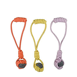 ALLUM Dog Rope Toys with Knotted Ball and Handle - Interactive and Stimulating Dog Toys & Puppy Toys - Dog Toys for Boredom - Ball on Rope (Yellow)