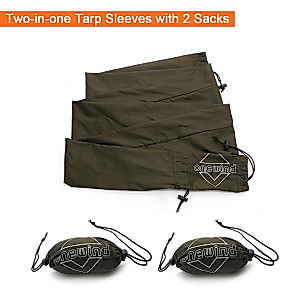 Onewind Tarp Sleeve 12ft, Camping Rain Fly Snakeskin for Tarp Easy Storage and Display, Lightweight and Breathable for Outdoor Camping, Hiking and Backpacking, 6ft×2pieces, OD Green