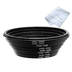 Fotasy Filter Step Down Ring Set, Anodized Metal Black, 8 Stepping Down Lens Adapter Rings, 82-77mm 77-72mm 72-67mm 67-62mm 62-58mm 58-55mm 55-52mm 52-49mm Step Down Ring (SRD)