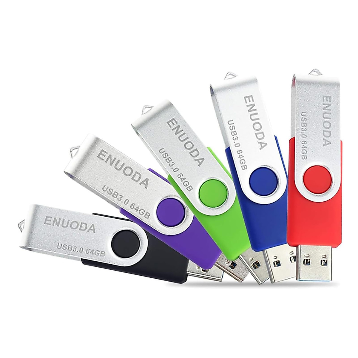 ENUODA 64GB USB Flash Drive 5 Pack 64GB Thumb Drives High Speed USB 3.0 Memory Stick Jump Drive Pen Drive for Storage and Backup (5 Colors)