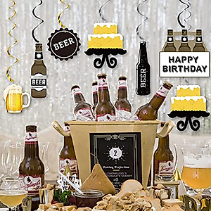 Beer Birthday Party Hanging Decorations, Cheers and Beers Happy Birthday Party Hanging Swirls Streams Ceiling Decorations for Men 30th 40th 50th Beer Birthday Party Decorations
