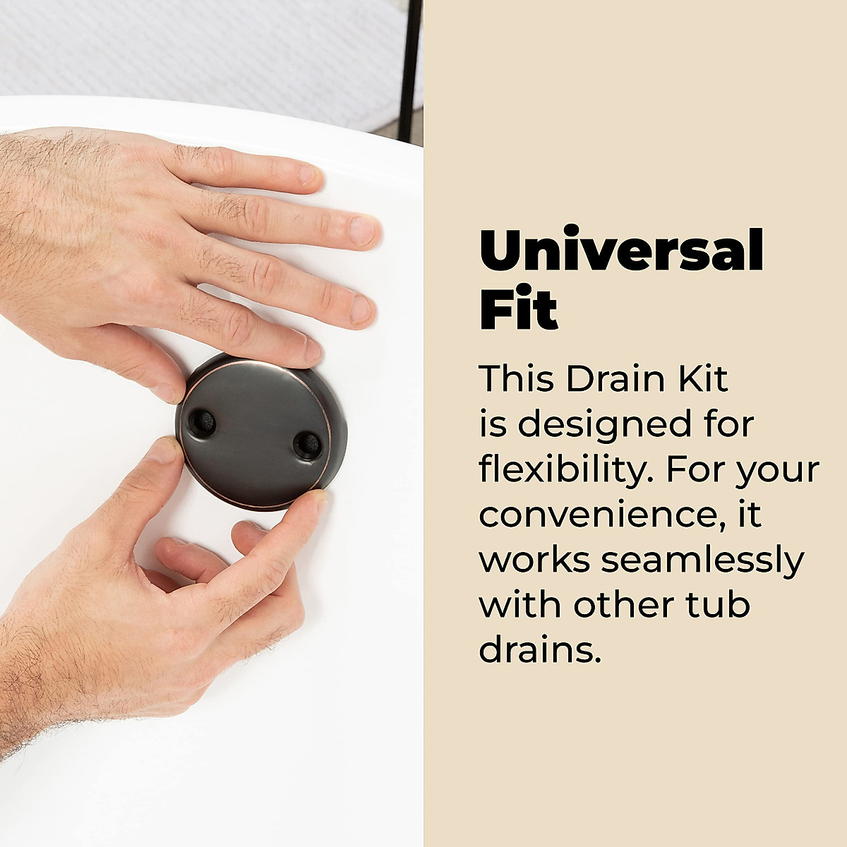 Tip Toe Bathtub Tub Drain Assembly Conversion Kit | Includes Tub Drain, Drain Adapter, Drain Gasket, Two Hole Overflow Faceplate and Faceplate Screws, All Brass Construction