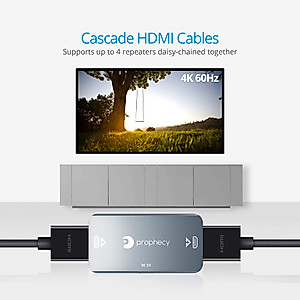 gofanco Prophecy 4K HDMI 2.0 Repeater with Retimer - HDMI Signal Booster/Extender, 4K @60Hz YUV 4:4:4, HDR, HDMI 2.0a, HDCP 2.2, 18Gbps, CEC Pass-Through, Cascading, TAA Compliant (PRO-HDrepeat)