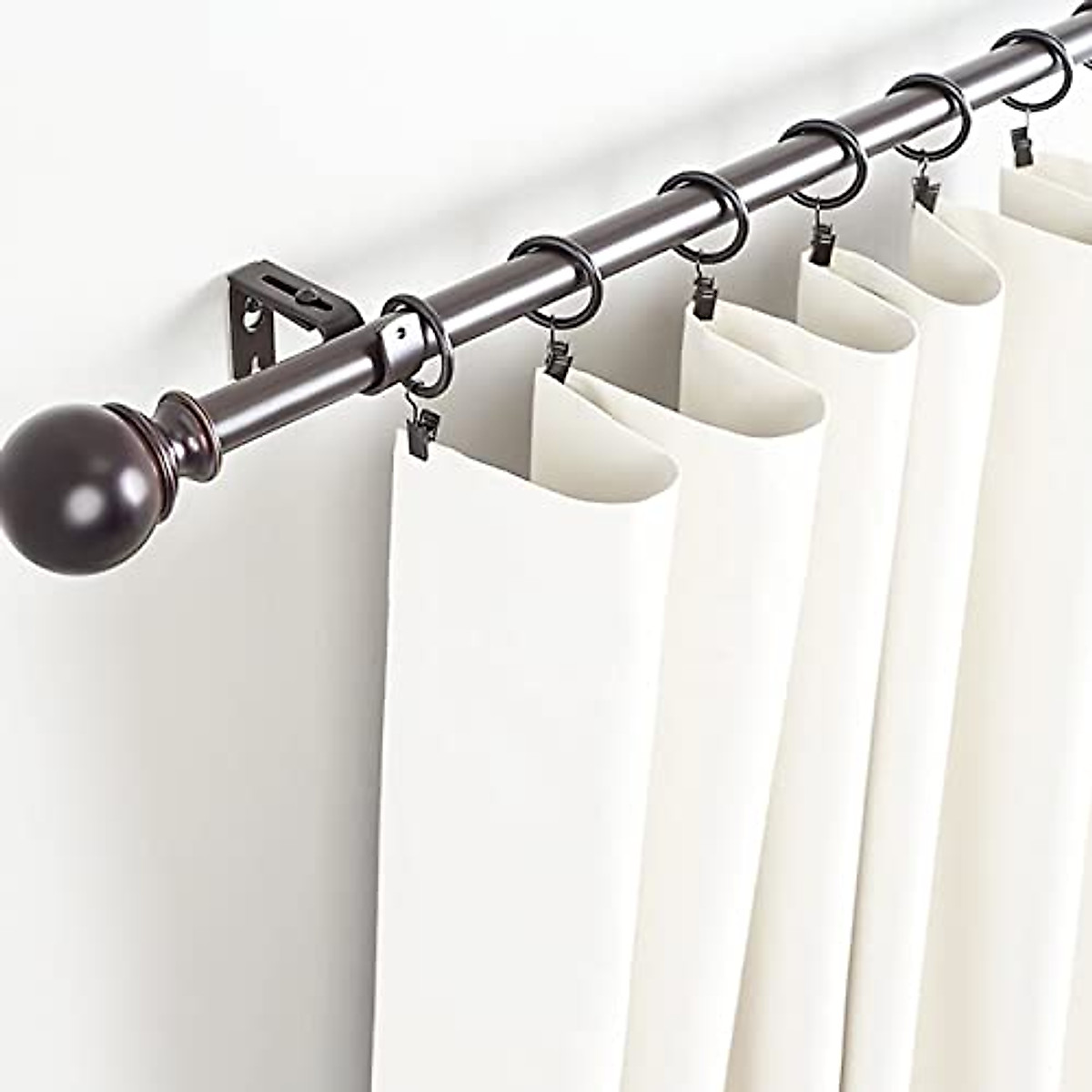 HAOBAOBEI 45 Pack Curtain Rings with Clips, Metal Matte Vintage Drapery Clips with Rings, Rustproof Decorative Drapery Curtain Clip Rings Hooks, 1 Inch Interior Diameter, Fits up to 5/8" Rod, Black
