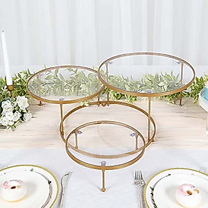 TABLECLOTHSFACTORY 23" 3-Tier Gold Metal Cupcake Stand with Clear Round Acrylic Plates, Dessert Cake Display Holder