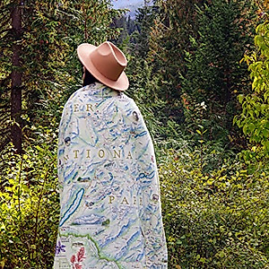 Glacier National Park Map Fleece Blanket - Hand-Drawn Original Art - Soft, Cozy, and Warm Throw Blanket for Couch - Unique Gift - 58"x 50"