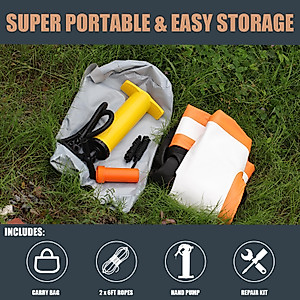 POUALAON Inflatable Dog Boat Ramp | Dog Water Ramp for Boat, Dock, & Pool | Dog On Water Ladder Steps | Safe & Easy Access for Dogs Up to 200 lbs | Large Steps & Sturdy Material