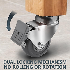 POWERTEC 17202 Dual Locking Swivel Caster Wheels Set of 4 with 400 lb Weight Capacity