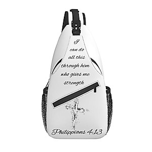 Christ Bible Sling Bag Crossbody Chest Daypack Casual Backpack Jesus Cross Shoulder Bag CasualDaypacks