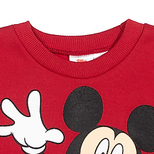 Disney Mickey Mouse Little Boys 2 Piece Set: Pullover Sweatshirt Jogger Pants Red/Gray 7-8