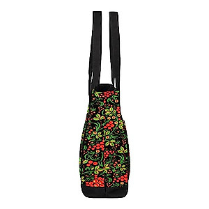 bisibuy Red Berries Tote Bag Tote Bag for Women Reusable Grocery Shopping Cloth Bags with Zipper Large Capacity Foldable Handbag Gym Bag for Gift Activity