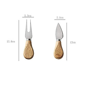 WOIWO Stainless Steel Cheese Knife Cheese Wooden Handle Cream Knife Pizza Knife Baking Kit Cheese 4-Piece Set