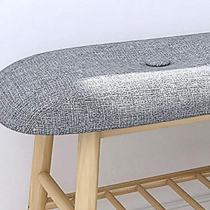 TAZSJG Solid Wood Simple Modern Door wear Shoes Bench Fabric Sofa Stool Home Stool Footstool Shoe Cabinet