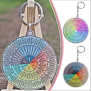 TAYASH Mental Health Round Keychain, Emotion Wheel Poster Key Chain, Feelings Wheel Keychain, Mental Health Test Hanging Ornament (B)