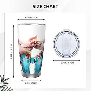 AYCZN Cute Pig 20 OZ Tumbler Stainless Steel Travel Coffee Mug, Farm Sunflower Insulated Water Bottle with Lid and 2 StrawsLeakproof Thermal Cup