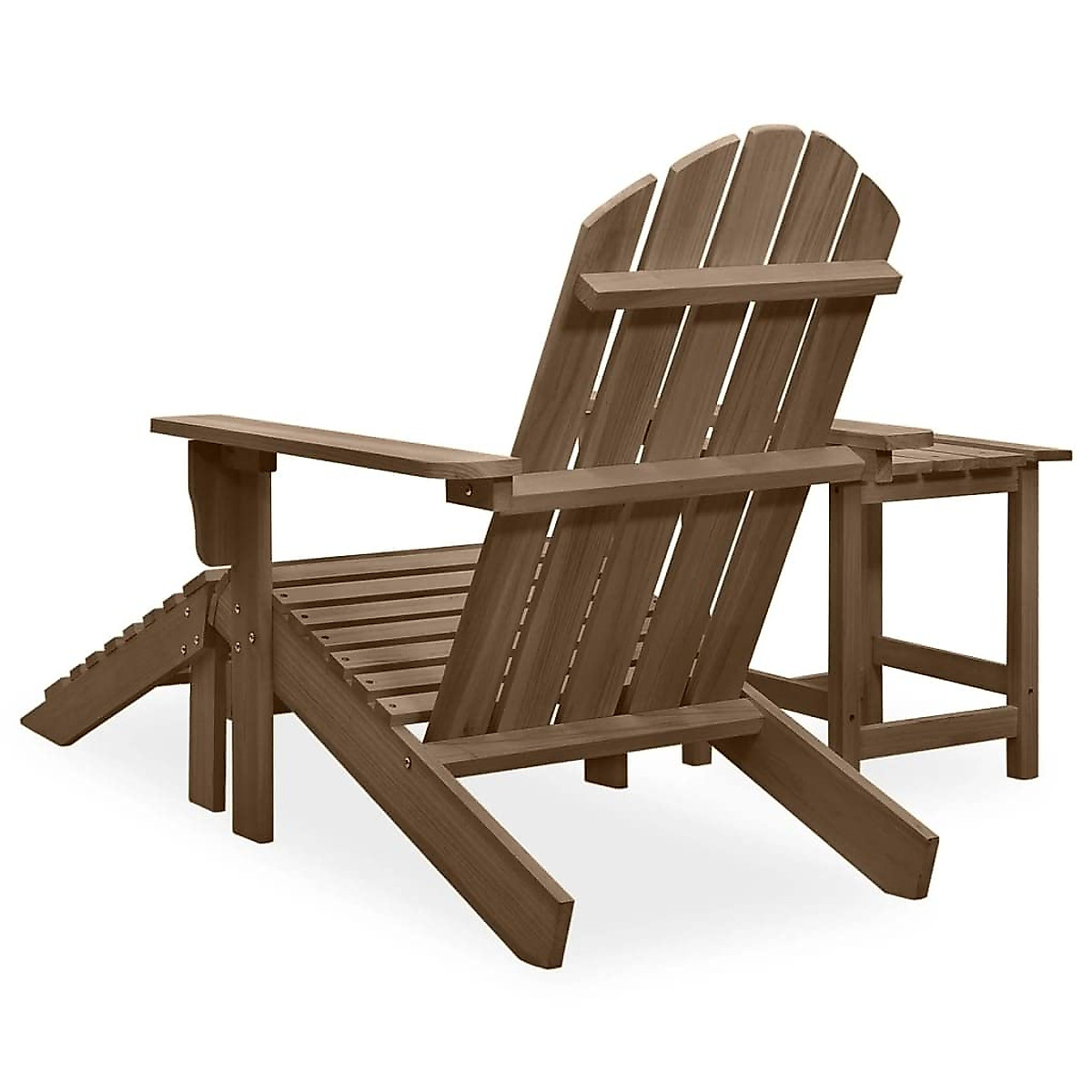 Tidyard Patio Adirondack Chair with Ottoman&Table Solid Fir Wood Brown Outdoor Fire Pit Chair Wooden Garden Armchair for Porch Pool Lawn Deck Backyard Balcony Outdoor