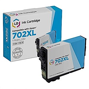 LD Remanufactured Replacements for Epson 702 High Yield T702XL220 702xl Ink Cartridges for Epson Printer Workforce Pro WF-3720, WF3720, WF-3720, WF-3730, WF-3733 (Cyan)