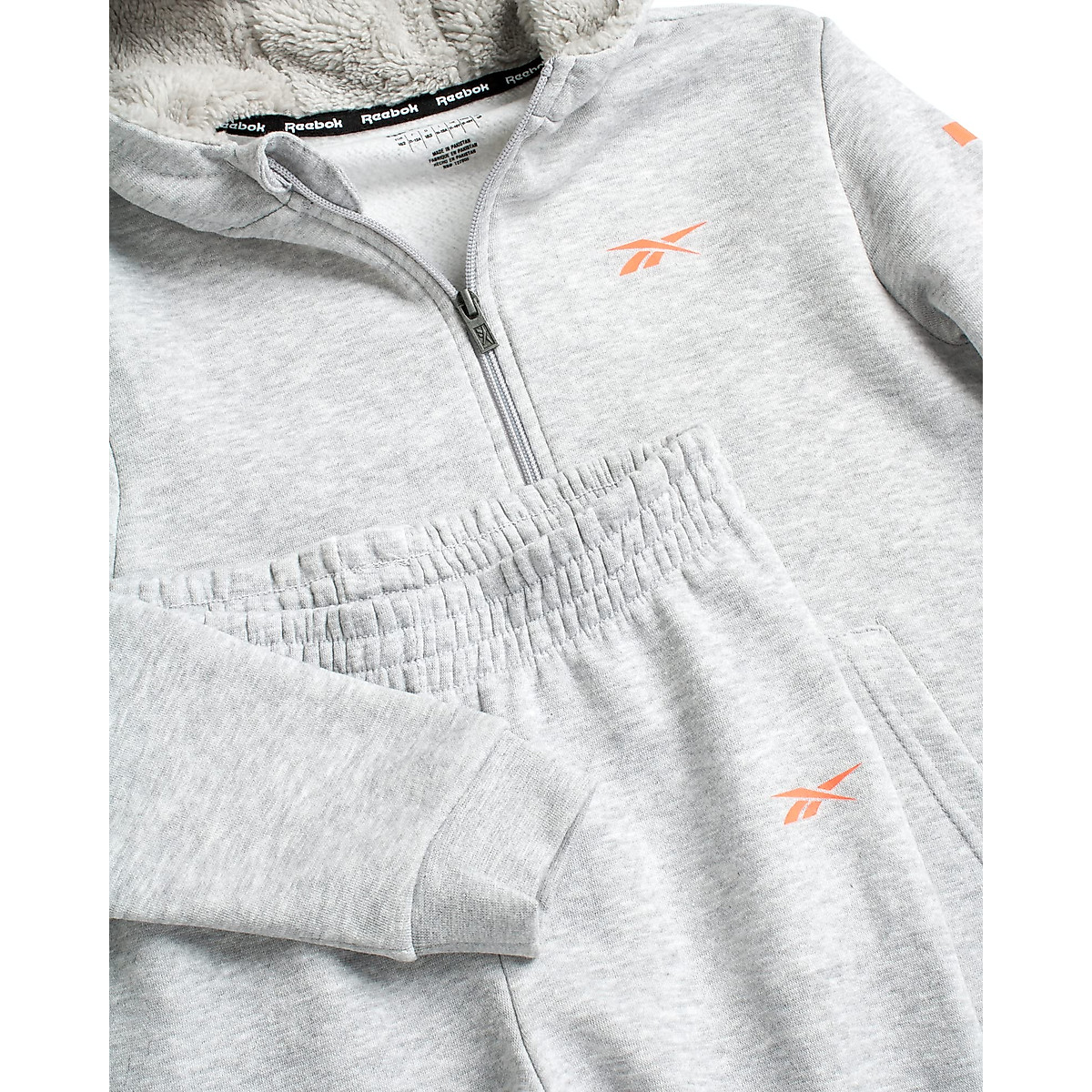 Reebok Boys' Sweatsuit Set - 2 Piece Fleece Hoodie Sweatshirt and Jogger Sweatpants (4-7), Size 5, Dark Grey Heather