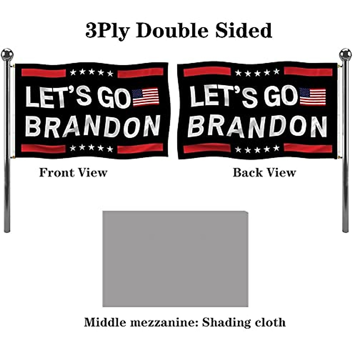 Jayus Let's Go Brandon Flag 3x5 Double Sided, Heavy Duty 3Ply Black FJB Flags with Brass Grommets for Outdoor Indoor Decor