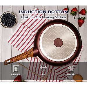 WaxonWare 11 inch Nonstick Crepe Pan Set with Crepe Spreader: Marbellous Series Flat Stove Top Nonstick Pan for Crepes, Tortilla, and Dosa - 100% PFOA Free Non Stick German Coating - Pancake Pan